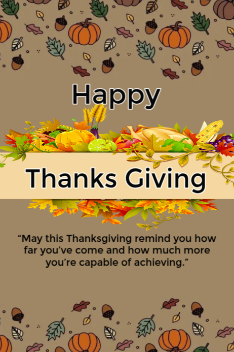 Brown Floral Happy Thanks Giving Day Poster Template | PosterMyWall