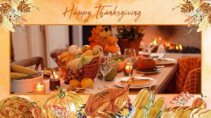 Brown Floral Happy Thanksgiving Digital Display (16:9) Template ...
