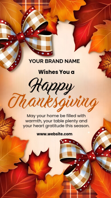 Brown Floral Happy Thanksgiving Instagram Story Template | PosterMyWall