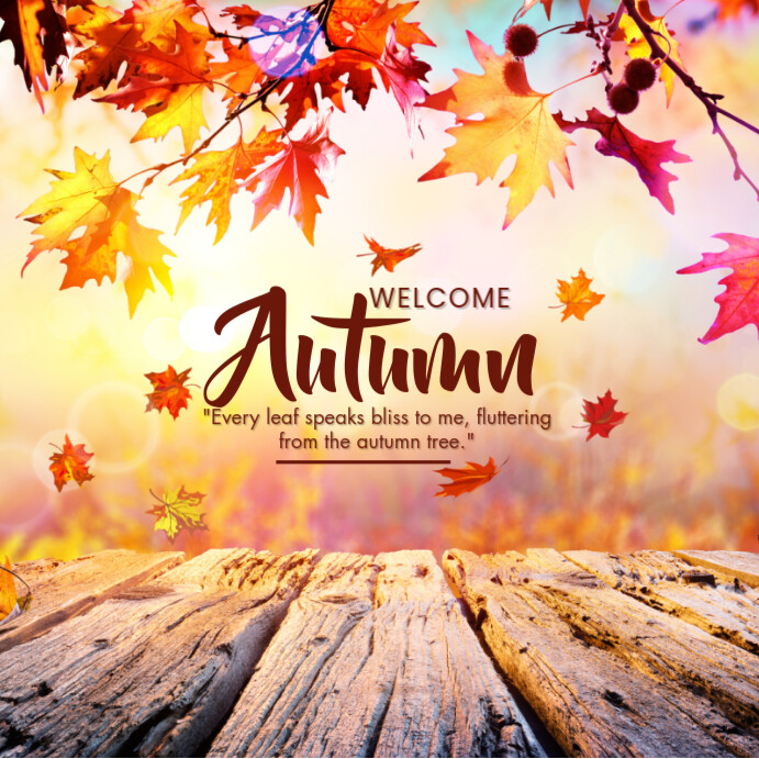 Brown Floral Hello Autumn Instagram Post Template | PosterMyWall