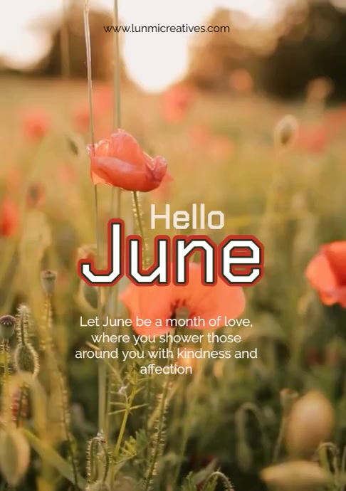 Brown Floral Hello June A4 Template | PosterMyWall