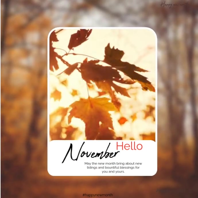 Brown Floral Hello November Instagram Post Templat | PosterMyWall