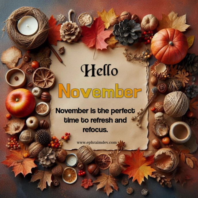 Plantilla de Brown Floral Hello November Logo | PosterMyWall