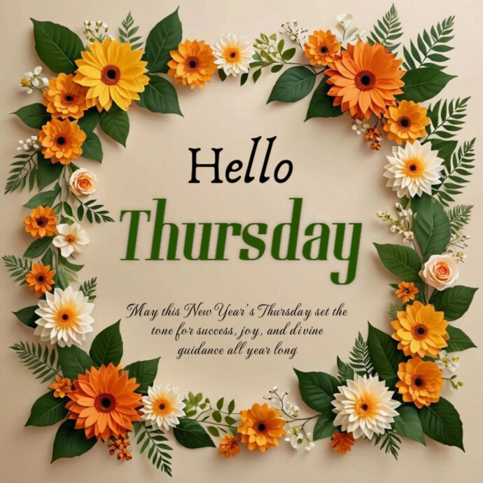 Modèle Brown Floral Hello Thursday Logo | PosterMyWall