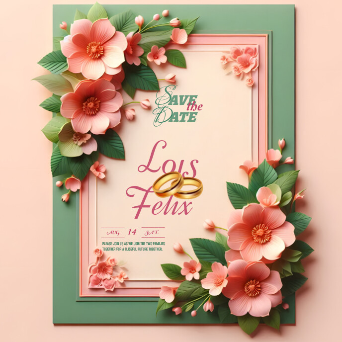 Brown Floral Invitation Card Album Cover Templat | PosterMyWall