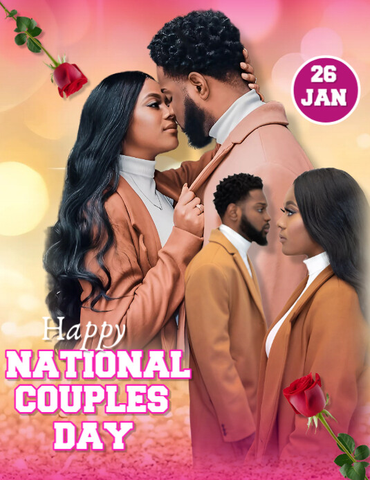 Brown Floral National Couples Day Flyer (us Letter) Template | PosterMyWall