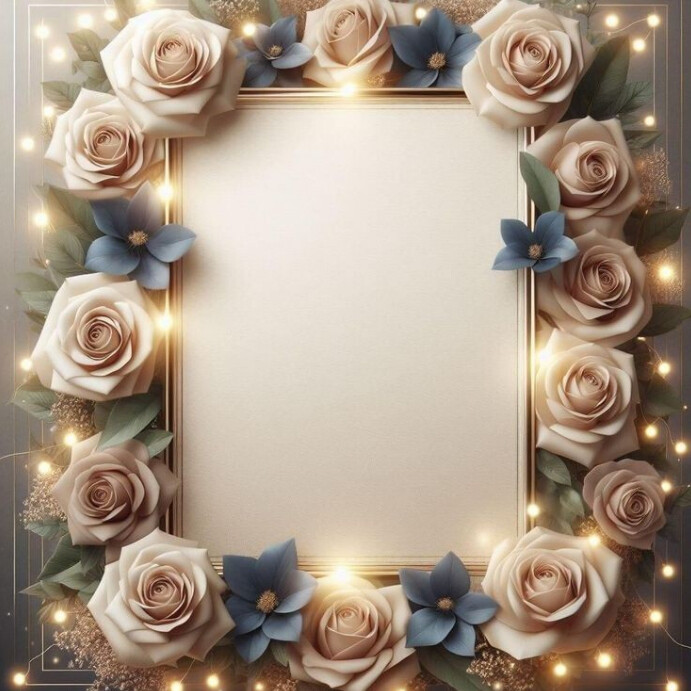 Brown Floral Romantic Wedding Frame Instagram Post Template | PosterMyWall