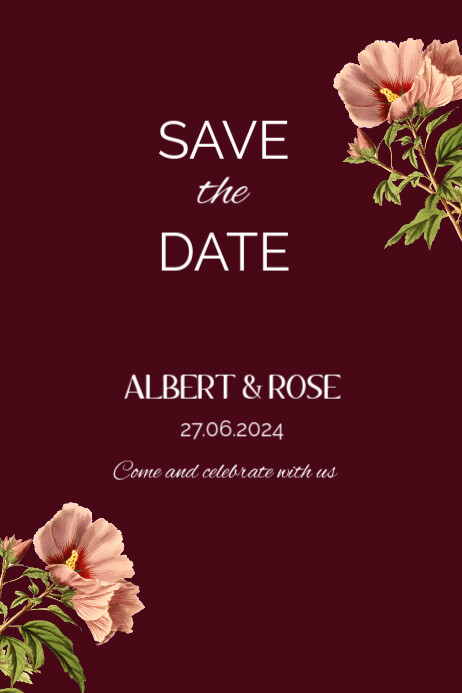 Brown Floral Save The Date Poster Template | PosterMyWall