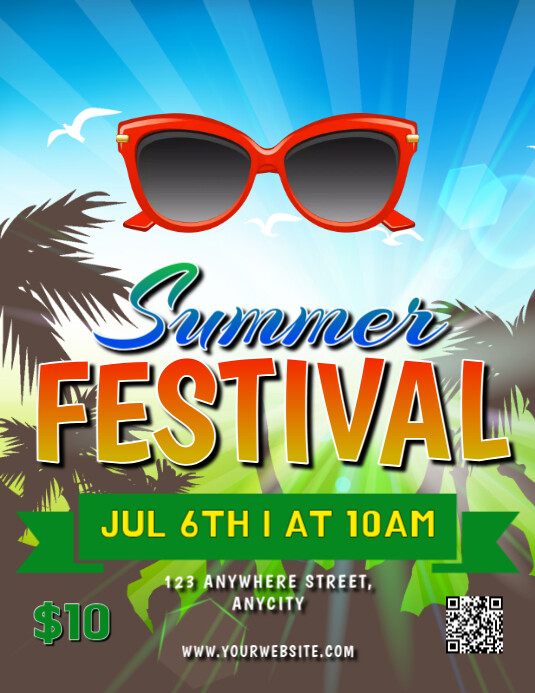 Brown Floral Summer Festival Pamflet (letter As) Template | PosterMyWall