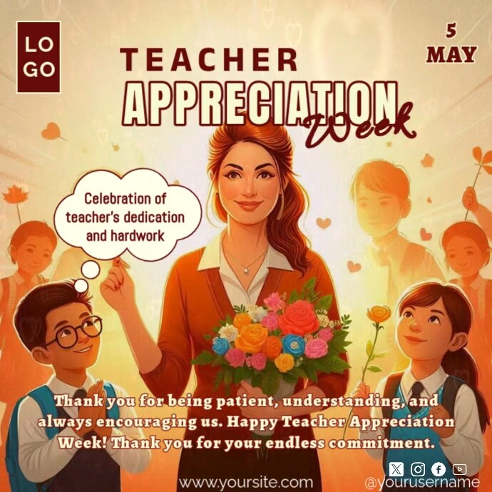 Brown Floral Teacher Appreciation Week Instagram Post Template ...