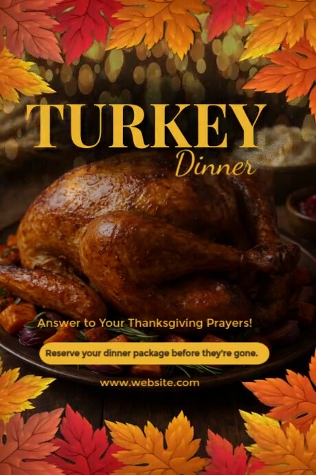 Copy of Brown Floral Thanksgiving Dinner Poster Template Poster ...