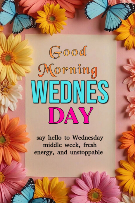 Brown Floral Wednesday Poste Poster Templat | PosterMyWall
