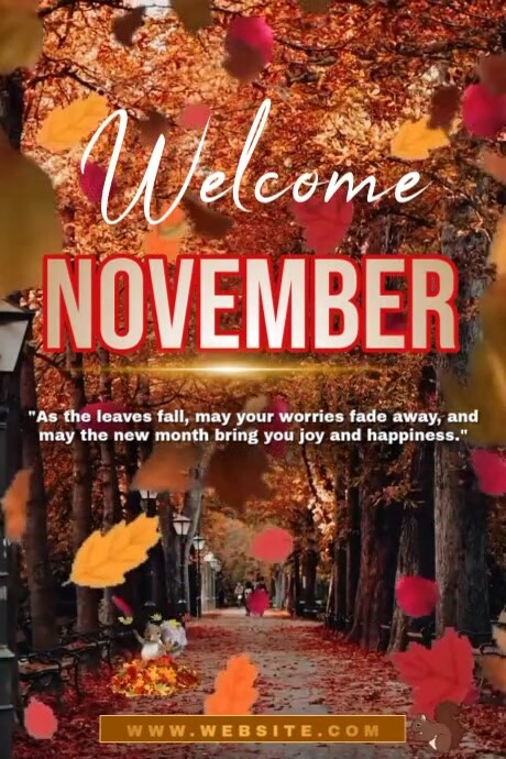 Brown Floral Welcome November Poster Template | PosterMyWall