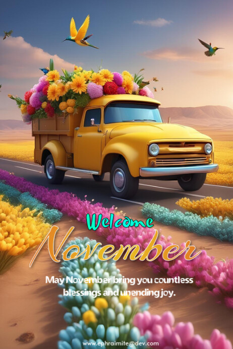 Modèle Brown Floral Welcome November Poster | PosterMyWall