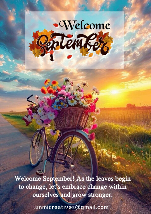 Plantilla de Brown Floral Welcome September A4 | PosterMyWall