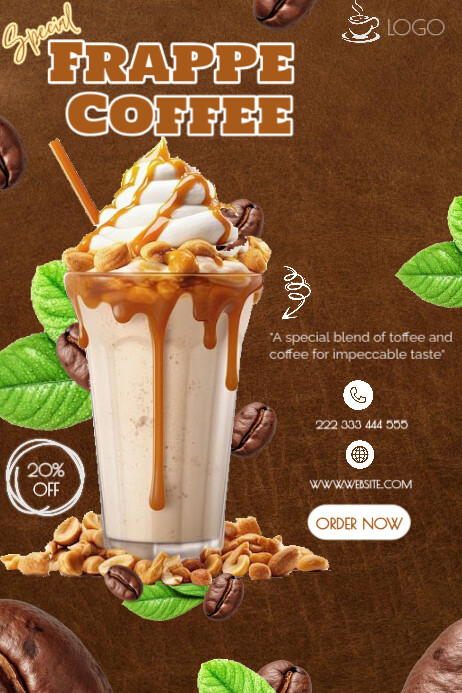 Plantilla de Brown Maximalist Frappe Coffee Poster | PosterMyWall