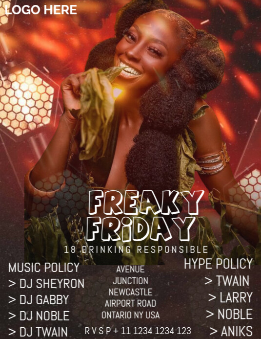Brown Freaky Friday Night Club Party Flyer (us Letter) Template ...