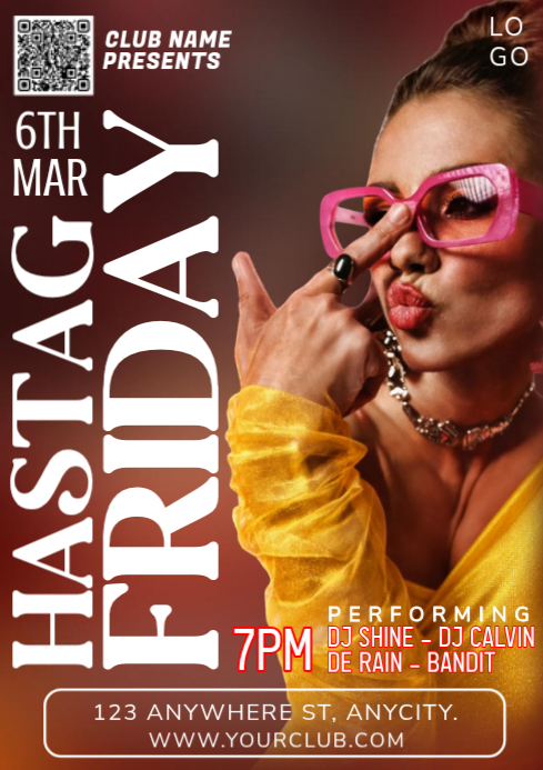 Brown Friday Night Party Invitation Social Media Event A4 Template ...
