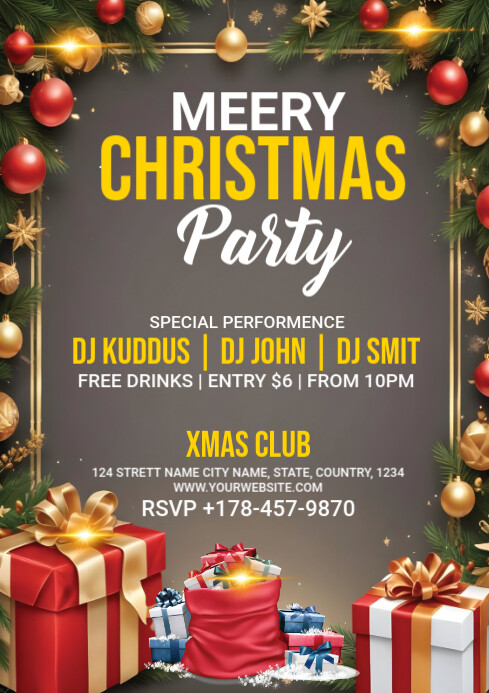 Brown Futuristic Christmas Celebration A3 Template | PosterMyWall