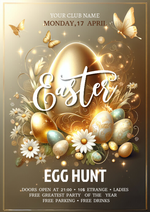 Brown Futuristic Easter Egg Hunt Flyer Template A4 | PosterMyWall