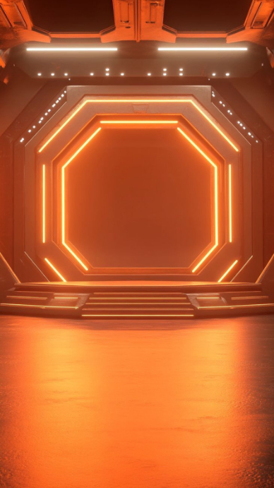 Brown Futuristic Futuristic Neon Stage Portal Sci-fi Background Digital ...