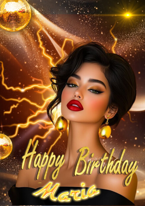 Brown Futuristic Happy Birthday A4 Template | PosterMyWall