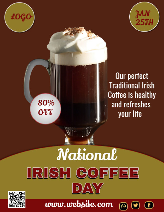 Brown Futuristic National Irish Coffee day Flyer (us Letter) Template ...