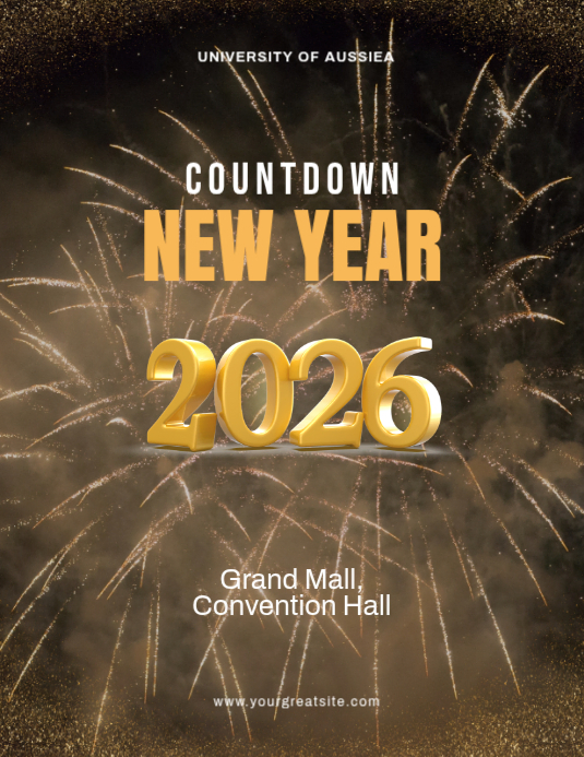 Brown Futuristic New Year Countdown 2026 Flyer (us Letter) Template ...
