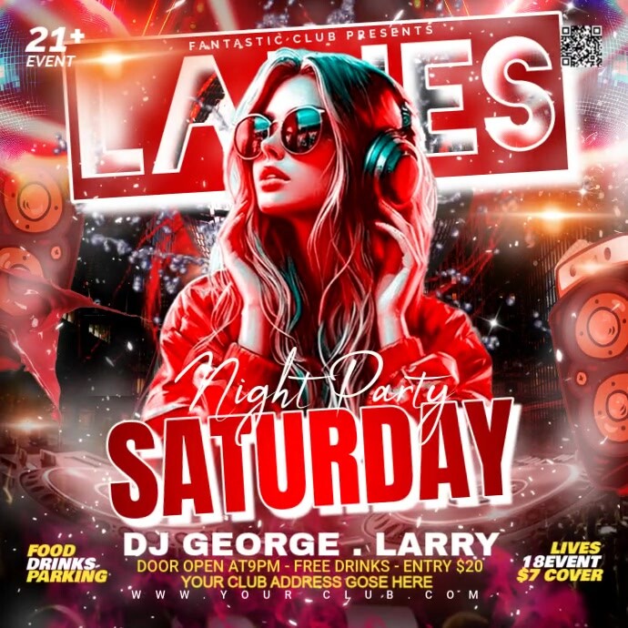 Brown Futuristic Saturday Ladies Night Party Instagram Post Template ...