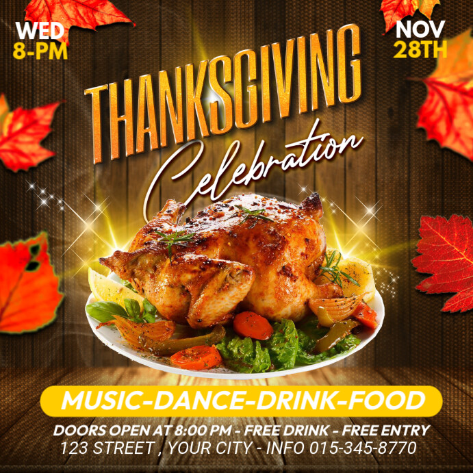 Copy of Brown Futuristic Thanksgiving Dinner Instagram Post | PosterMyWall