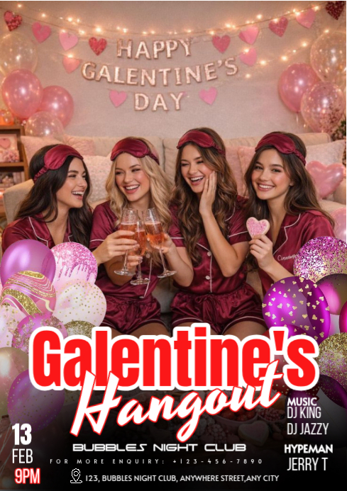 Brown Galentine's Day Celebration A3 Template | PosterMyWall