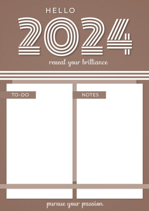 Brown Geometric Hello 2025 To Do And Notes A4 Template | PosterMyWall