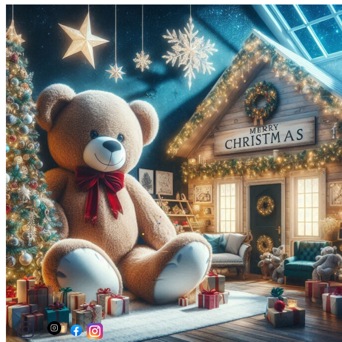 Copy of Brown Giant Christmas Teddy Bear Flyer Template Album Cover ...