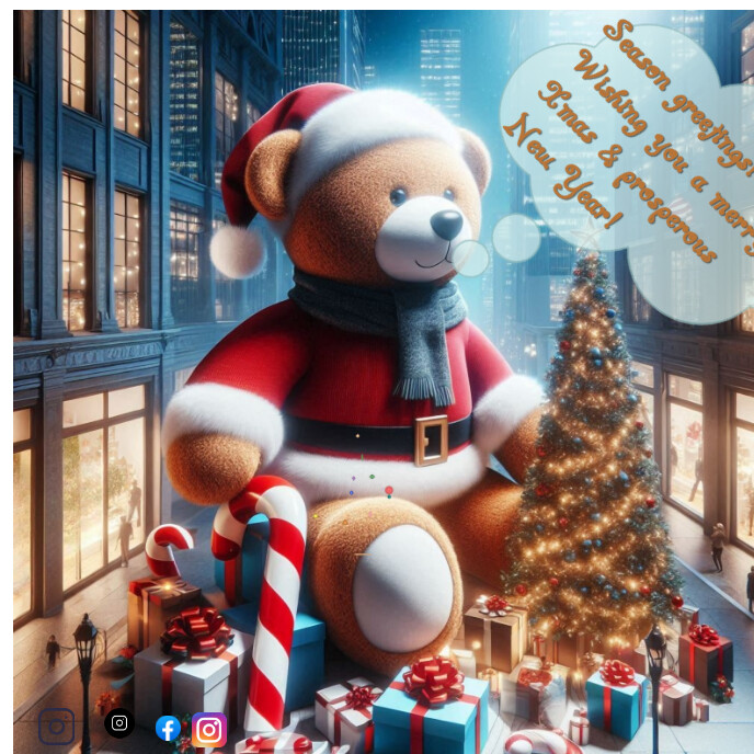 Brown Giant Teddy Season Greetings Flyer Template Album Cover ...