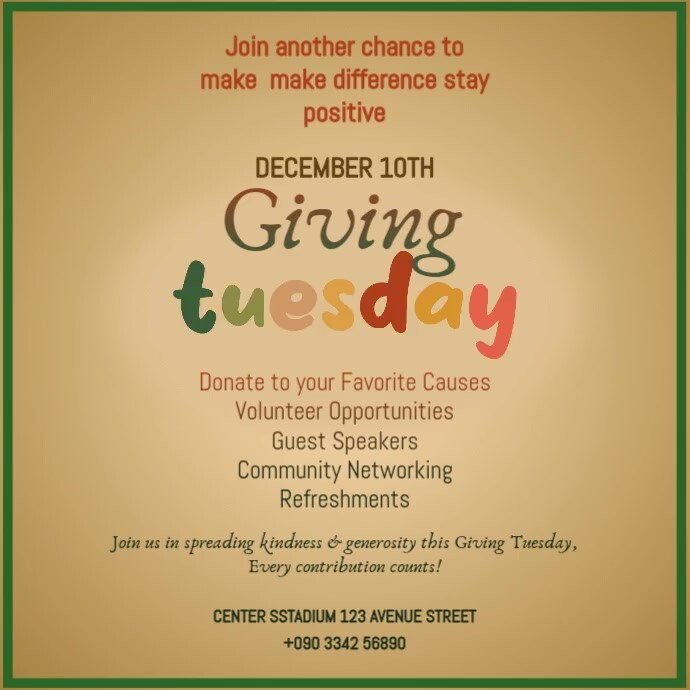 Brown Giving Tuesday Instagram Post Template | PosterMyWall
