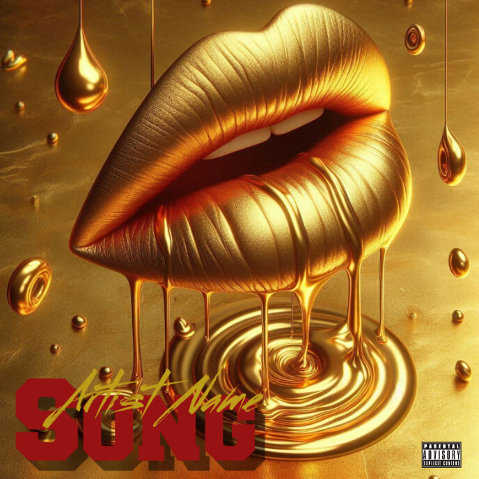 Copy of Brown Golden Lips Album Cover | PosterMyWall