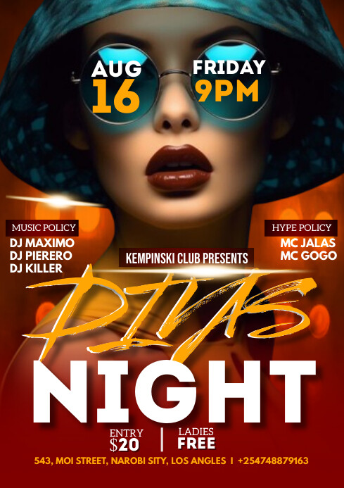 Brown Gradient Divas Night A4 Template | PosterMyWall