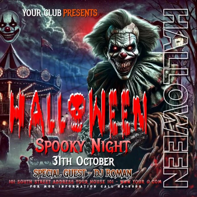 Brown Gradient Halloween Spooky Night Party Flyer Square (1:1) Template ...