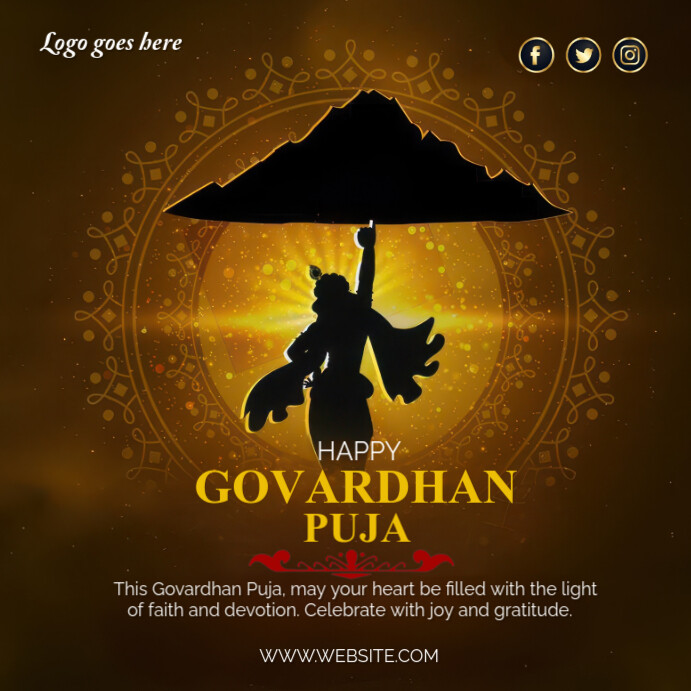 Brown Gradient Happy Govardhan Puja Instagram Post Template | PosterMyWall