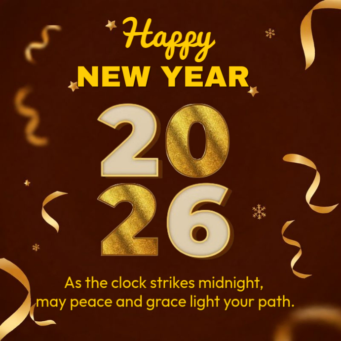 Brown Gradient Happy New Year 2026 Instagram Post Template | PosterMyWall