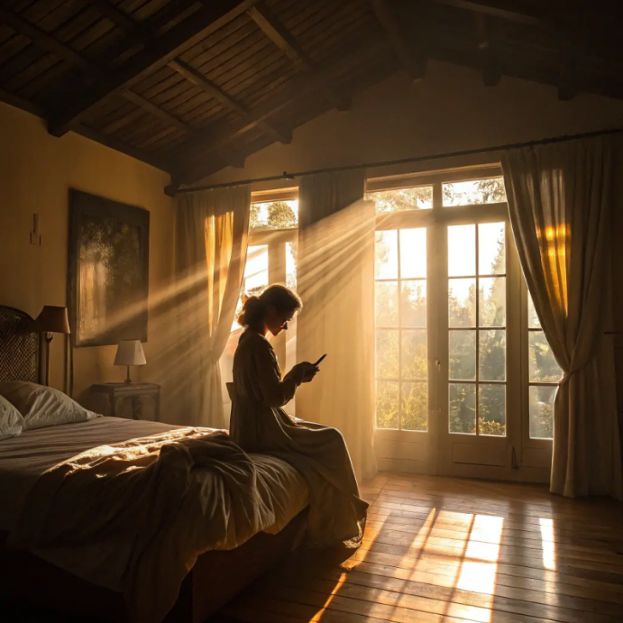 Brown Gradient Morning Sunlight Bedroom Moment Instagram Post Template ...