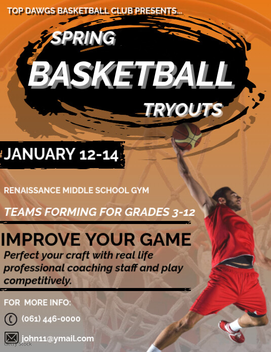 Brown Gradient Orange Basketball Flyer (us Letter) Template | PosterMyWall