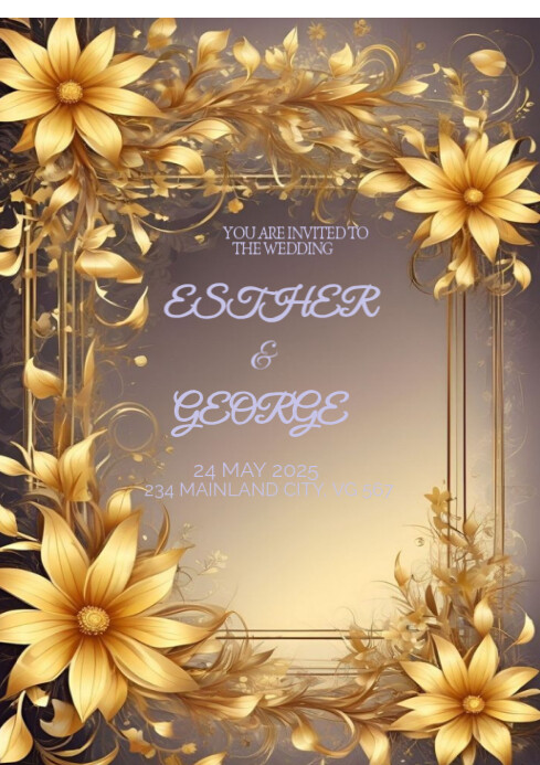 Brown Gradient Wedding invitation A4 Template | PosterMyWall