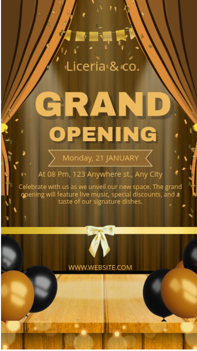 Modèle Brown Grand Opening Instagram Story | PosterMyWall