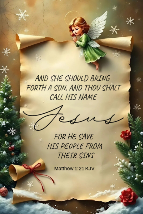 Brown Grunge Christmas Bible Verse Poster Template | PosterMyWall