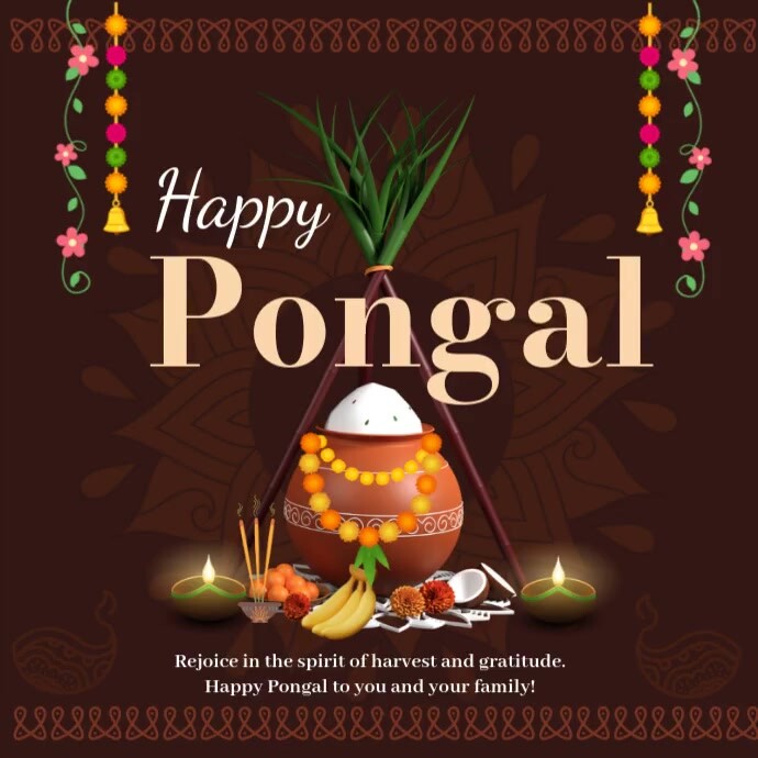 Brown Grunge Pongal Square (1:1) Template | PosterMyWall