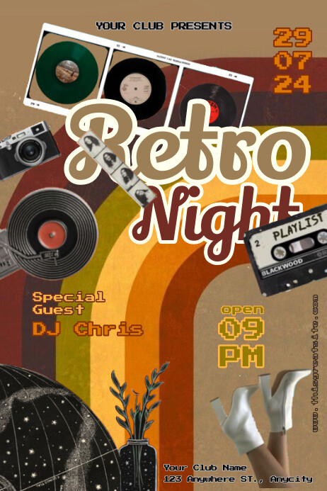 Copy of Brown Grunge Retro Night Party Poster | PosterMyWall