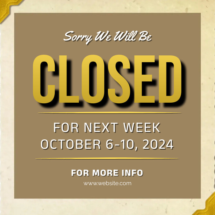 Brown Grunge Sorry We're Closed Temporarily Template | PosterMyWall