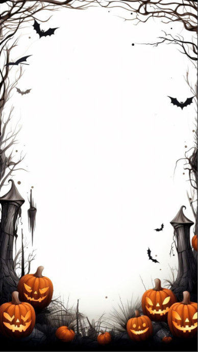 Brown Grunge Spooky Halloween Border With Pumpkins And Bats Instagram ...