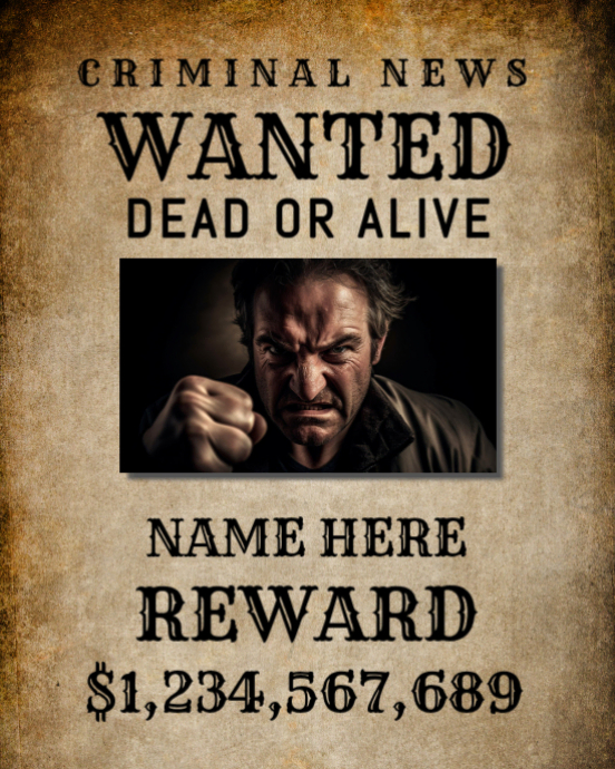 Copy of Brown Grunge Wanted Instagram Portrait | PosterMyWall